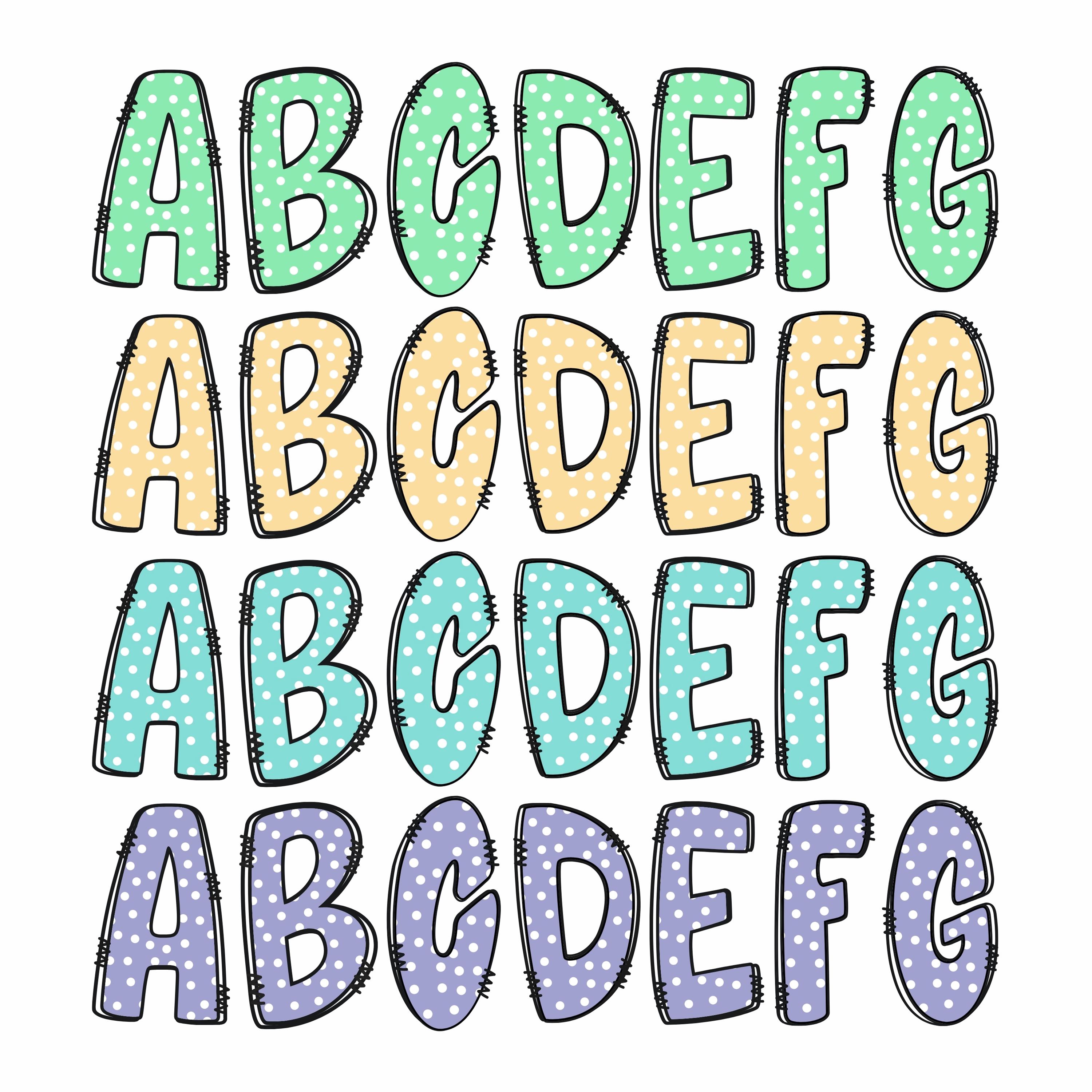 Easter Doodle Alphabet PNG Bundle: Pastel Letters & Clipart (digital ...
