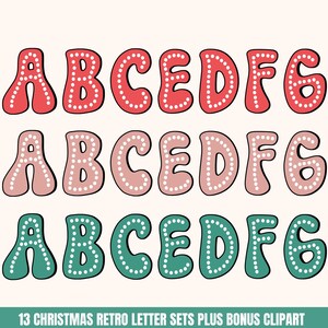 Christmas Letters Clip Art PNG Files, Retro Christmas Sublimation ...