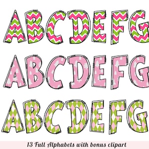 Christmas Doodle Letters, Numbers Clip Art, Retro Xmas Alpha (PNG ...