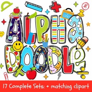 Doodle Alphabet Letters Mega Bundle PNG - Spring Floral, Easter ...