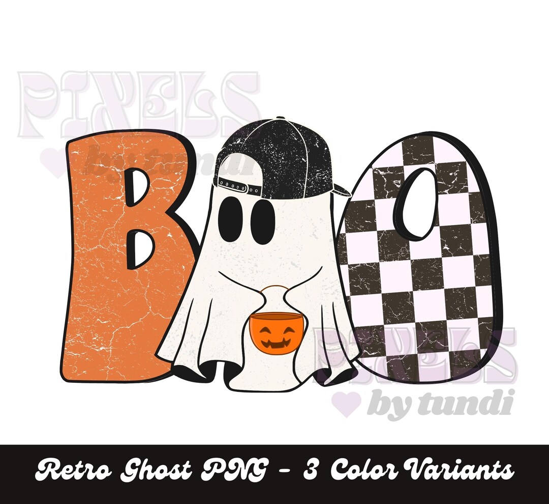 Cute Retro Ghost With Cap PNG - Boo Ghost Printable Halloween Decor ...