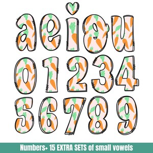 Easter Alphabet Doodle Letters PNG Bundle, Easter Bunny Alphabet, Alpha ...