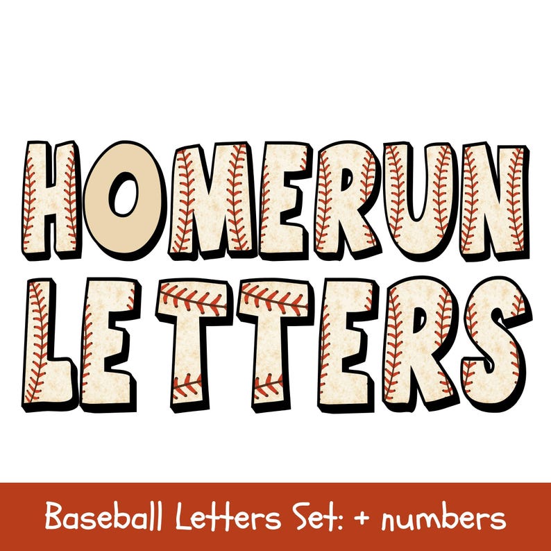 Baseball Alphabet PNG Bundle: Hand-drawn Sports Letters (digital ...