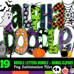 Doodle Alphabet Letters Mega Bundle PNG Spring Floral, Easter ...