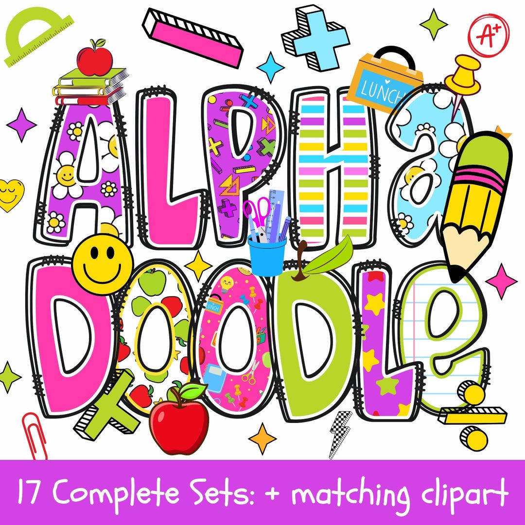 School Doodle Letters PNG Alphabet Bundle (digital Download) - Etsy