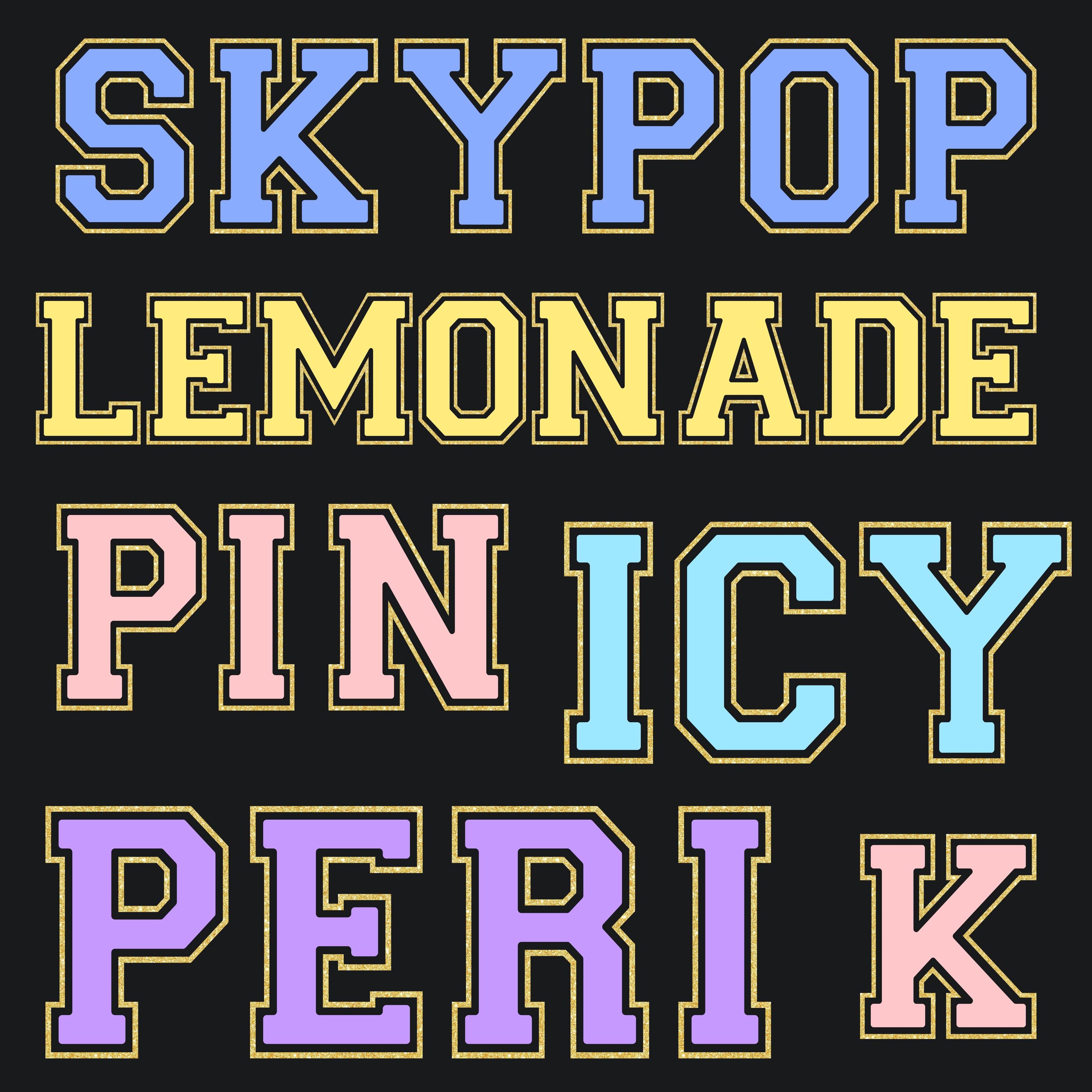 Pastel Glitter Varsity Letter Set: PNG Alphabet, Numbers (canva ...