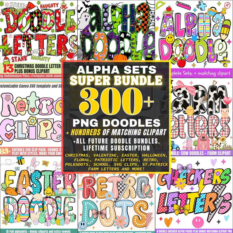 Preppy Retro Doodle Font - Etsy