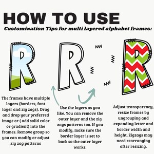 Fill Your Own Letters CANVA, Alphabet Doodle Letters, Canva Frames ...