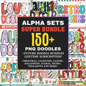 Doodle Alphabet Letters Mega Bundle PNG Spring Floral, Easter ...