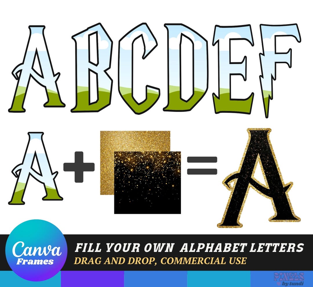 Wizard Font Canva Frames: Fillable Alphabet Letters (digital Download ...
