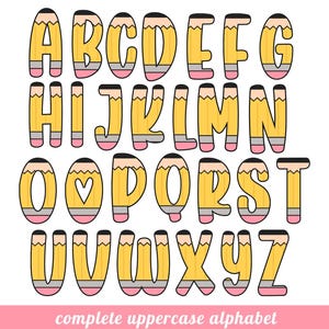 Pencil Doodle Font PNG, School Letters, Numbers, Clipart (digital ...