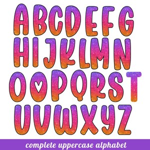 Cosmic Glitter Alphabet PNG: Rainbow Bubble Letters (digital Download ...