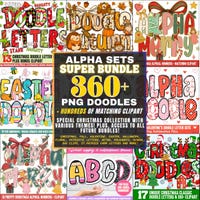 Dotted Letters, Bright Doodle Alphabet, PNG Bundle, Doodle Sublimation ...