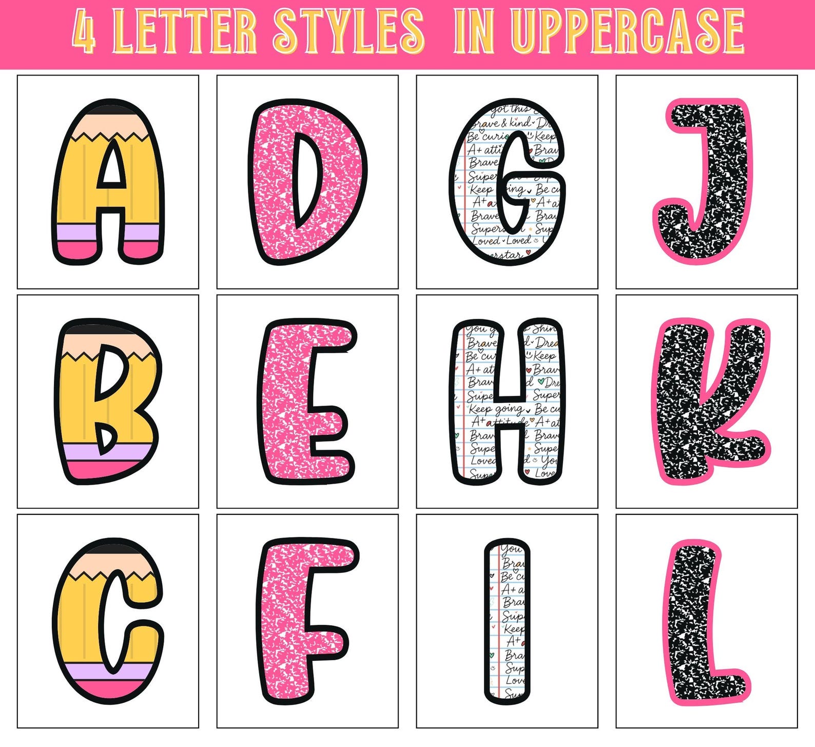Printable Bulletin Board Letters: Classroom Decor (PDF Download, Google ...