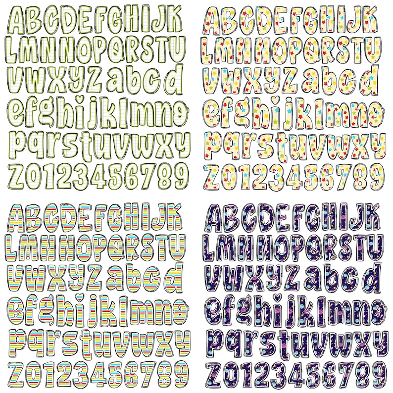 School Doodle Letters PNG Alphabet Bundle: Teacher Clipart (digital ...