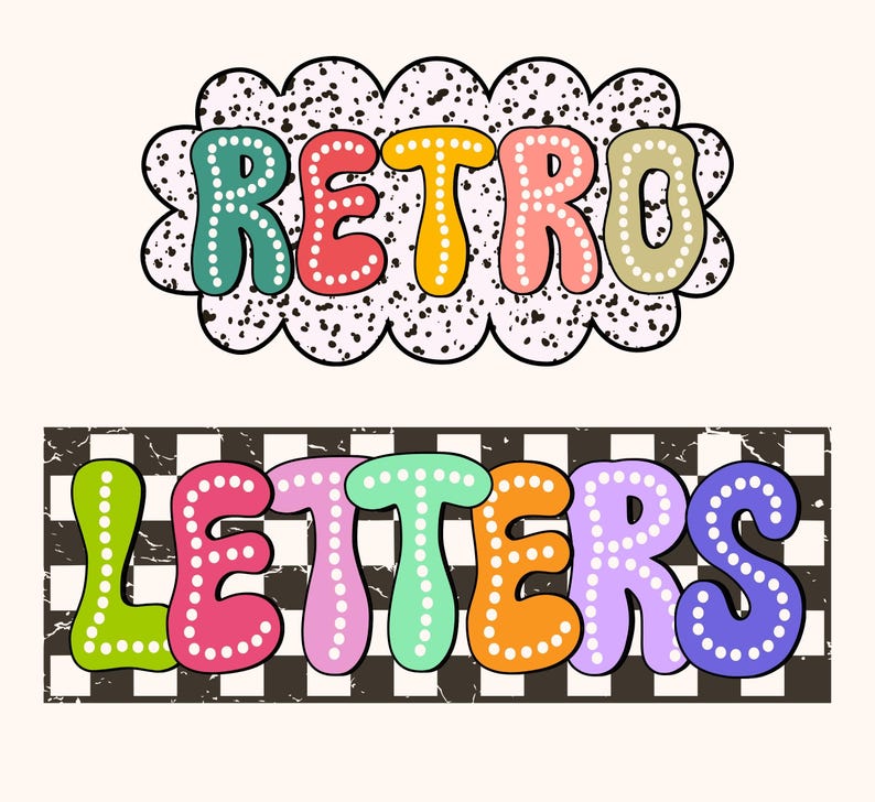 Retro Polka Dot Doodle Letters PNG, Dot Alphabet With Background ...
