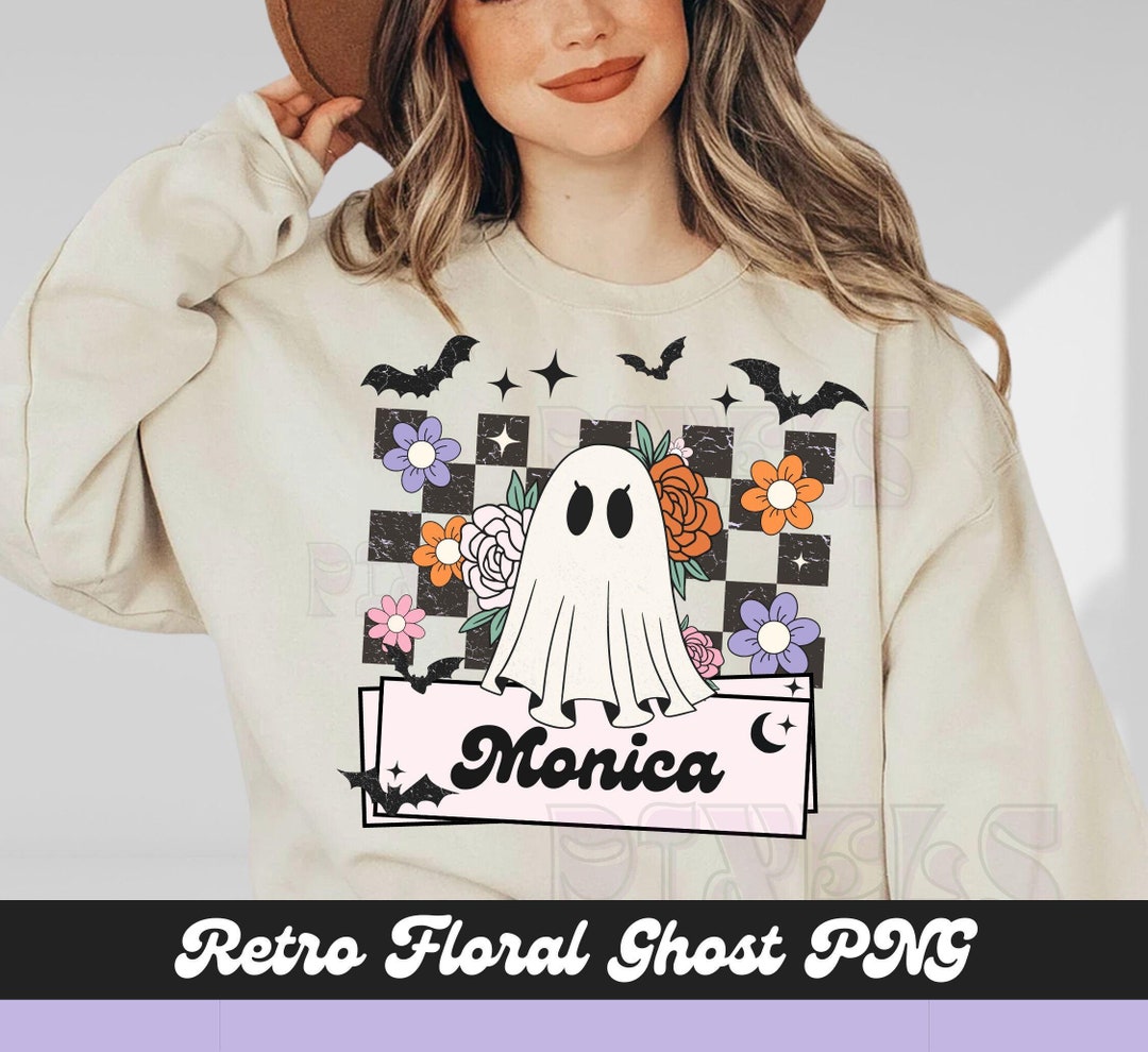Halloween Floral Ghost Custom Name Png, Cute Floral Ghost, Halloween ...