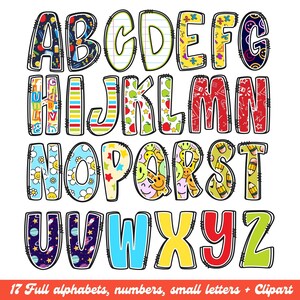 School Doodle Letters PNG Alphabet Bundle: Teacher Clipart (digital ...