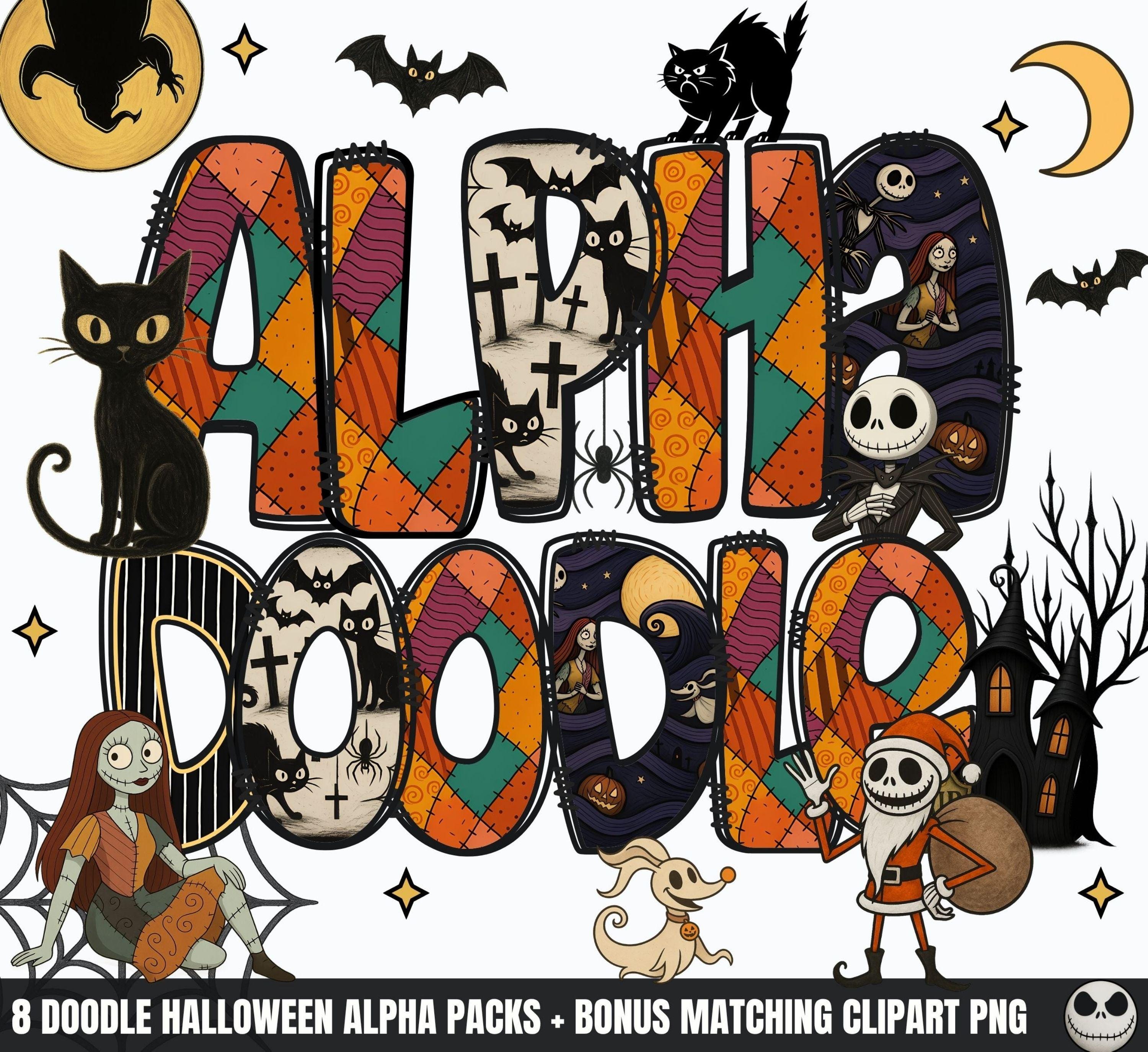 Halloween Doodle Alphabet Clipart Bundle, PNG Files (digital Download ...