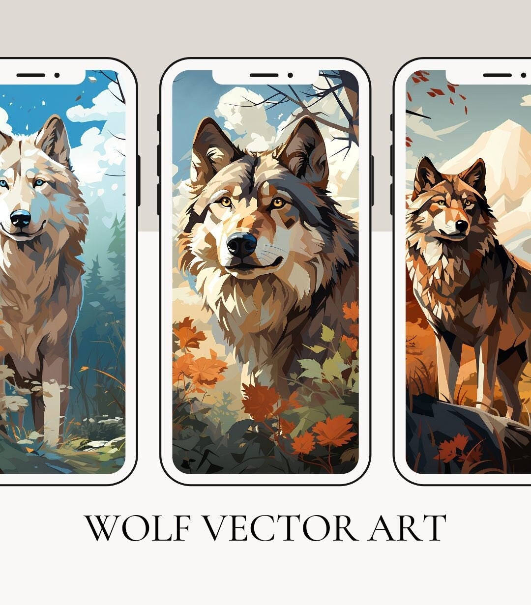 High Quality Vector Art of Wolves in the Forest 4 Stunning - Etsy