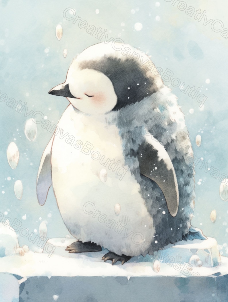 Cute Penguin Set Printable Wall Art, Nursery Wall Decor,watercolor ...