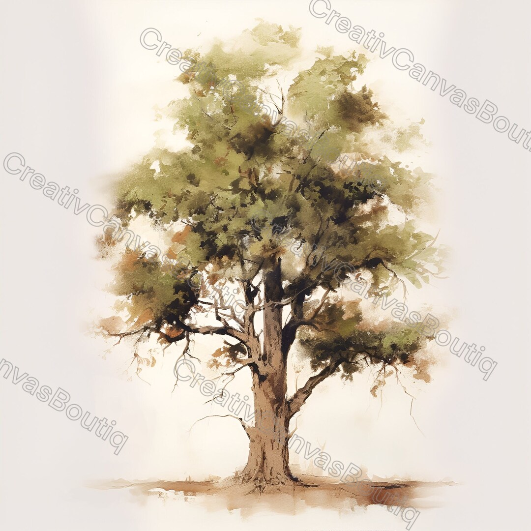 Watercolor Printable Great Tree Painting, Wall Decor, Nature Art, High ...