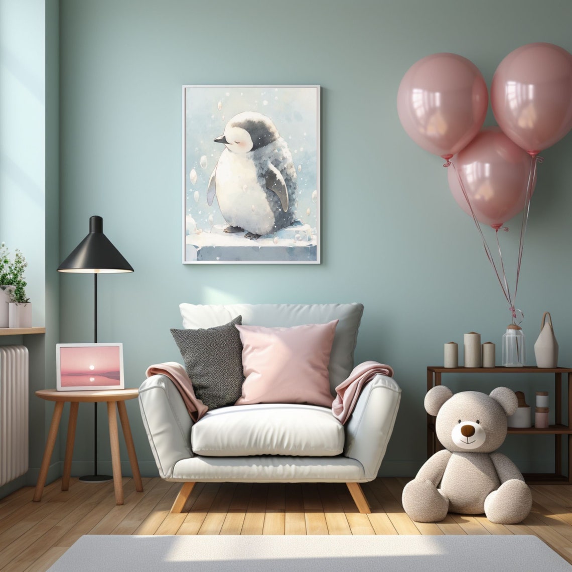 Cute Penguin Set Printable Wall Art, Nursery Wall Decor,watercolor ...