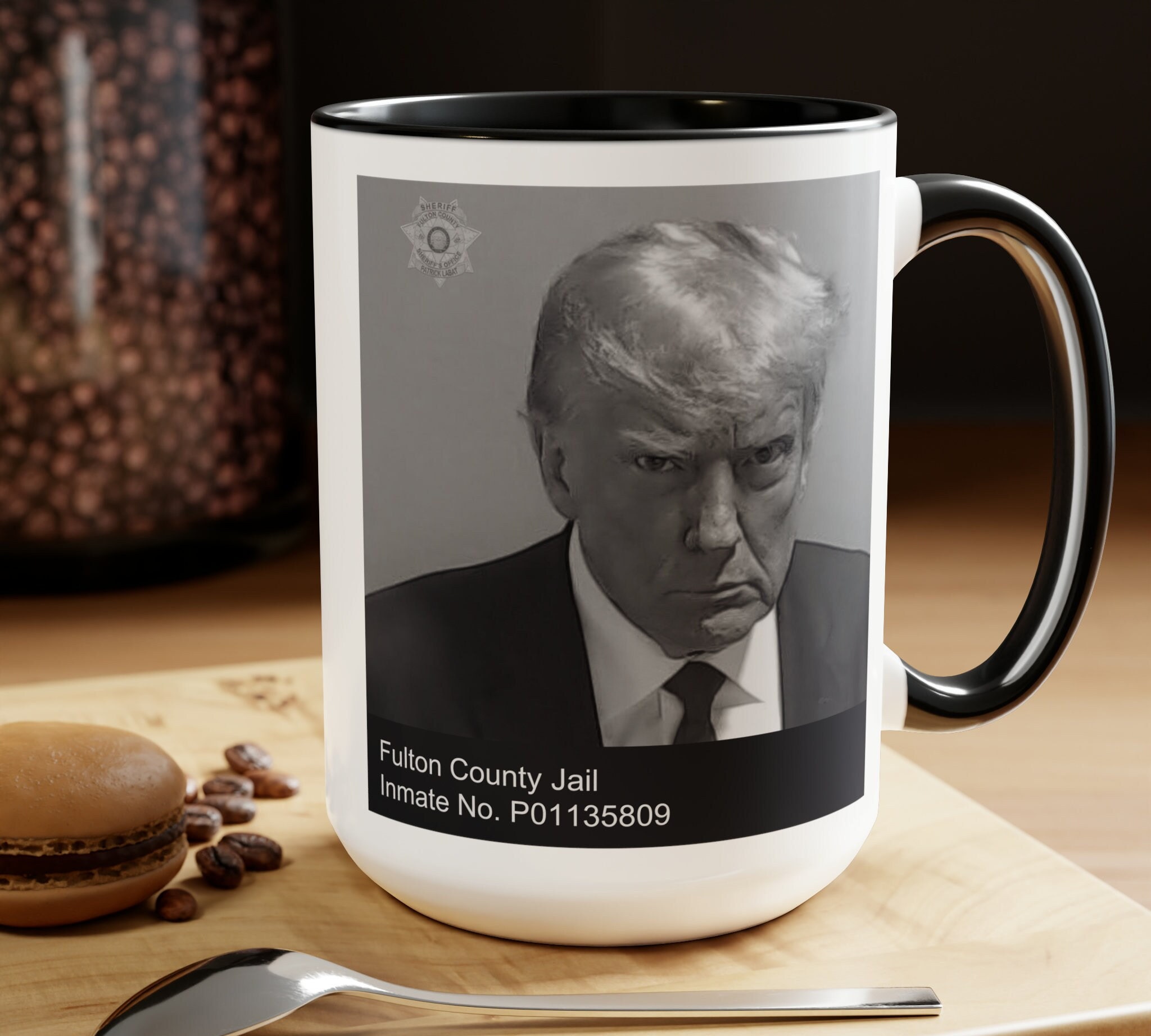 Donald Trump Mugshot Coffee Mug Large Mug, 15 Oz Trump Mugshot Fulton ...