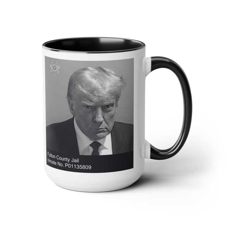 Donald Trump Mugshot Coffee Mug Large Mug, 15 Oz Trump Mugshot Fulton ...