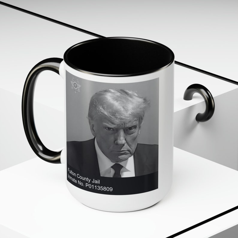Donald Trump Mugshot Coffee Mug Large Mug, 15 Oz Trump Mugshot Fulton ...
