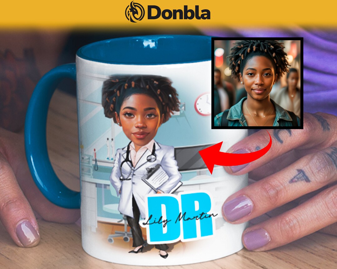 Custom Doctor Cartoon Portrait Mug for Doctor Gift for Doctor Cup Gift ...