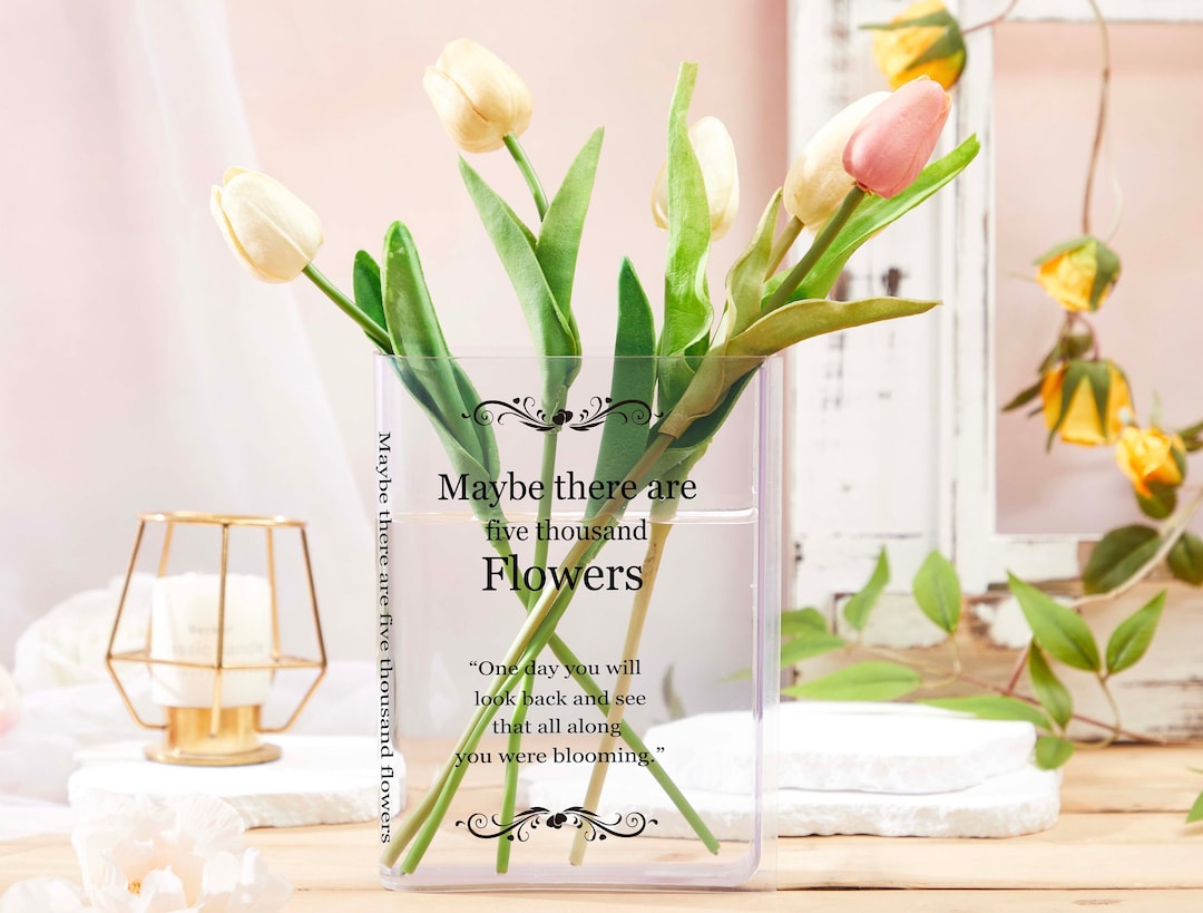Book Shaped Flower Vase Blooming Acrylic Book Vase Book Themed Decor ...
