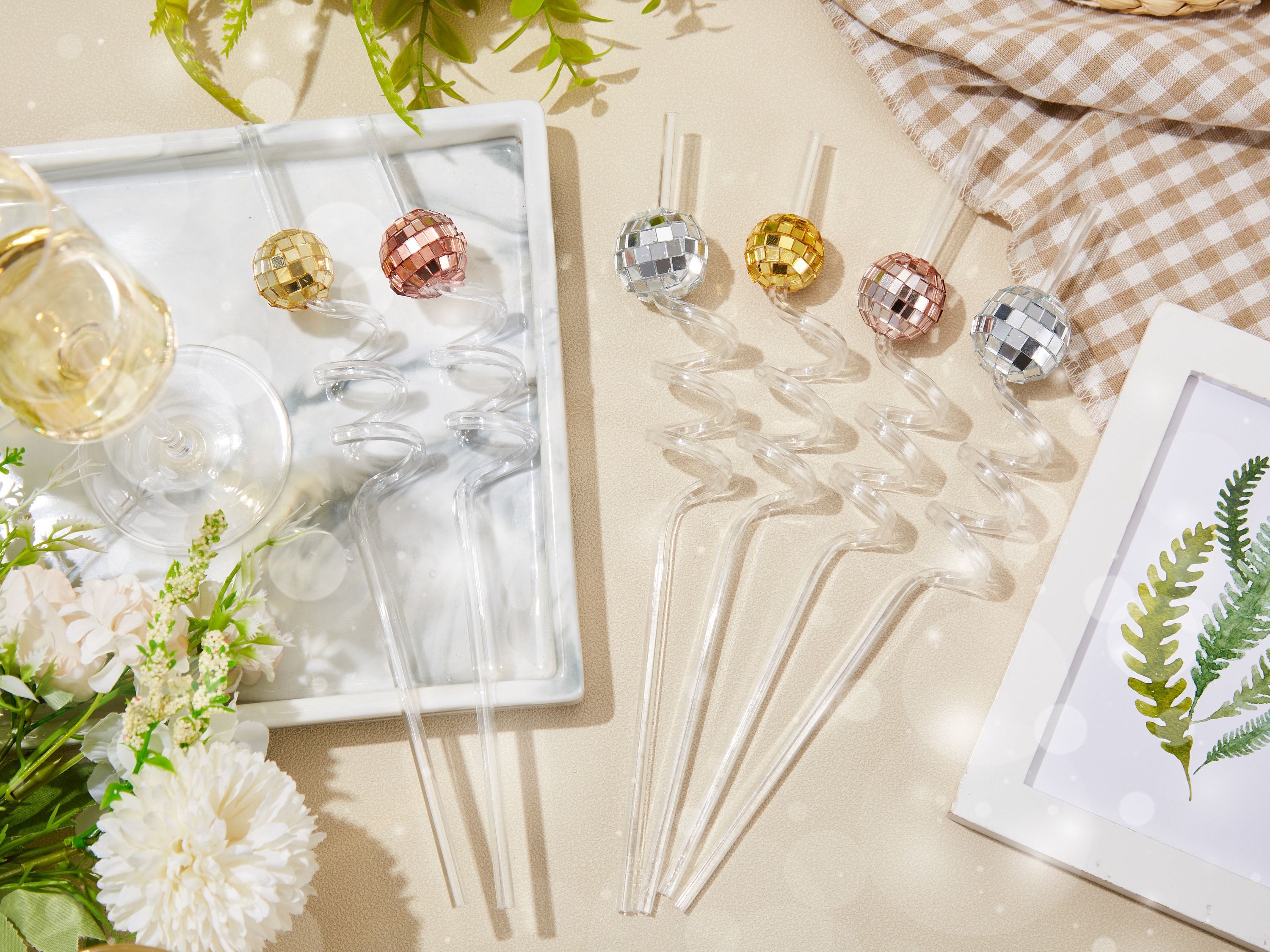 Disco Party Straw Disco Ball Drinking Straw Wedding Straw - Etsy