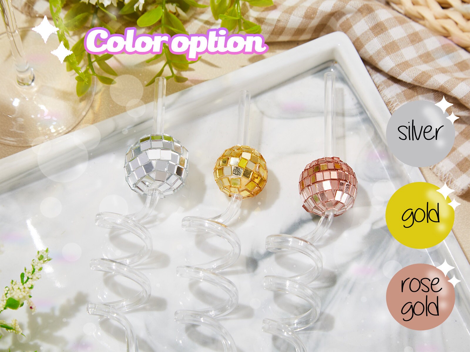 Disco Party Straw Disco Ball Drinking Straw Wedding Straw - Etsy