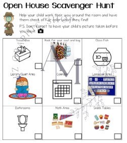 Pre K Open House Scavenger Hunt Sheet