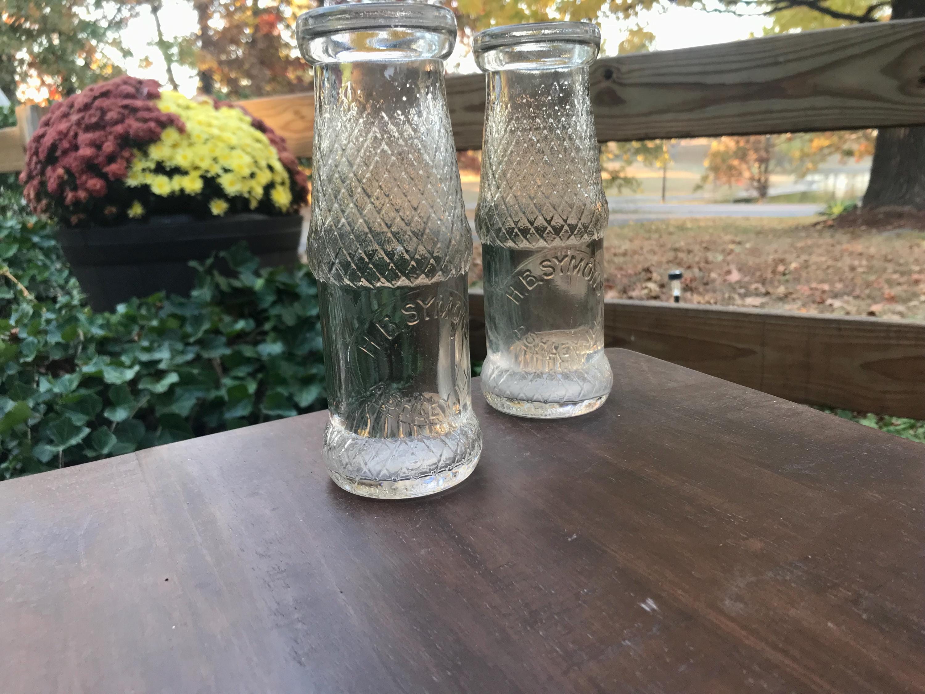Antique Milk Bottles Embossed Glass Milk Bottles Small Set of Half Pint ...