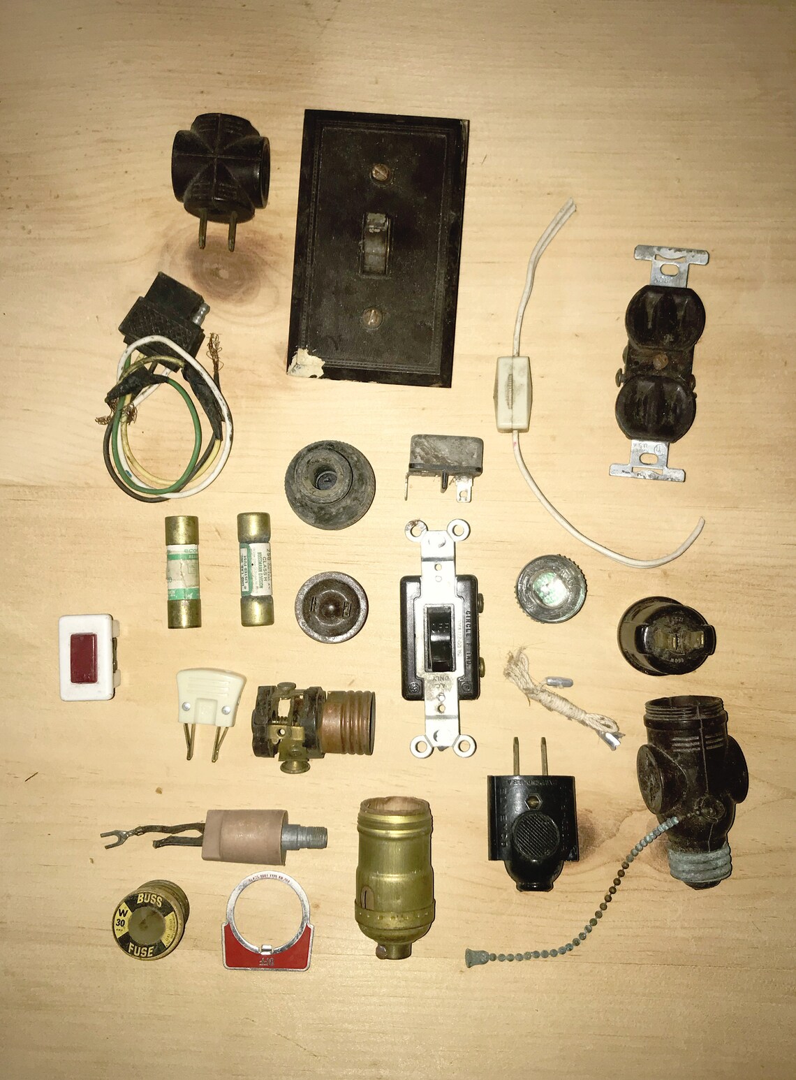 Vintage Electrical Lot Old Lamp Parts Vintage Junk Drawer Lot Electric ...