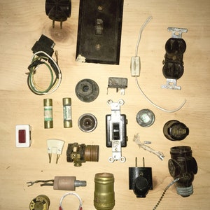 Vintage Electrical Lot Old Lamp Parts Vintage Junk Drawer Lot Electric ...