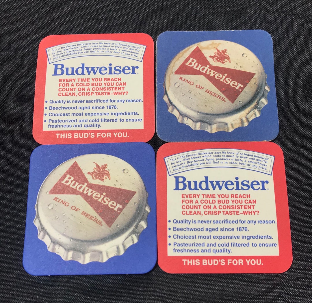 Budweiser Beer Coasters Set Vintage Brewery Collectibles Gift for Beer ...