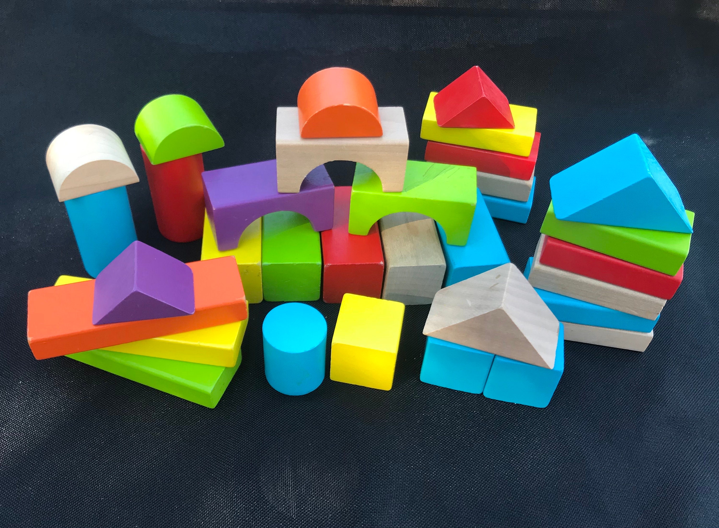 Playskool Wooden Building Blocks Childrens Colorful Stacking Blocks ...