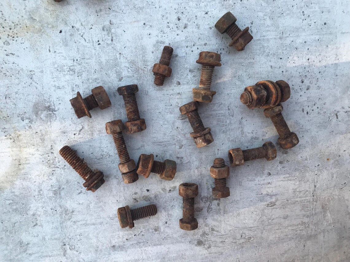 Rusted Metal Assemblage 34 Rusty Nuts and Bolts Rusty Washers Rusted ...