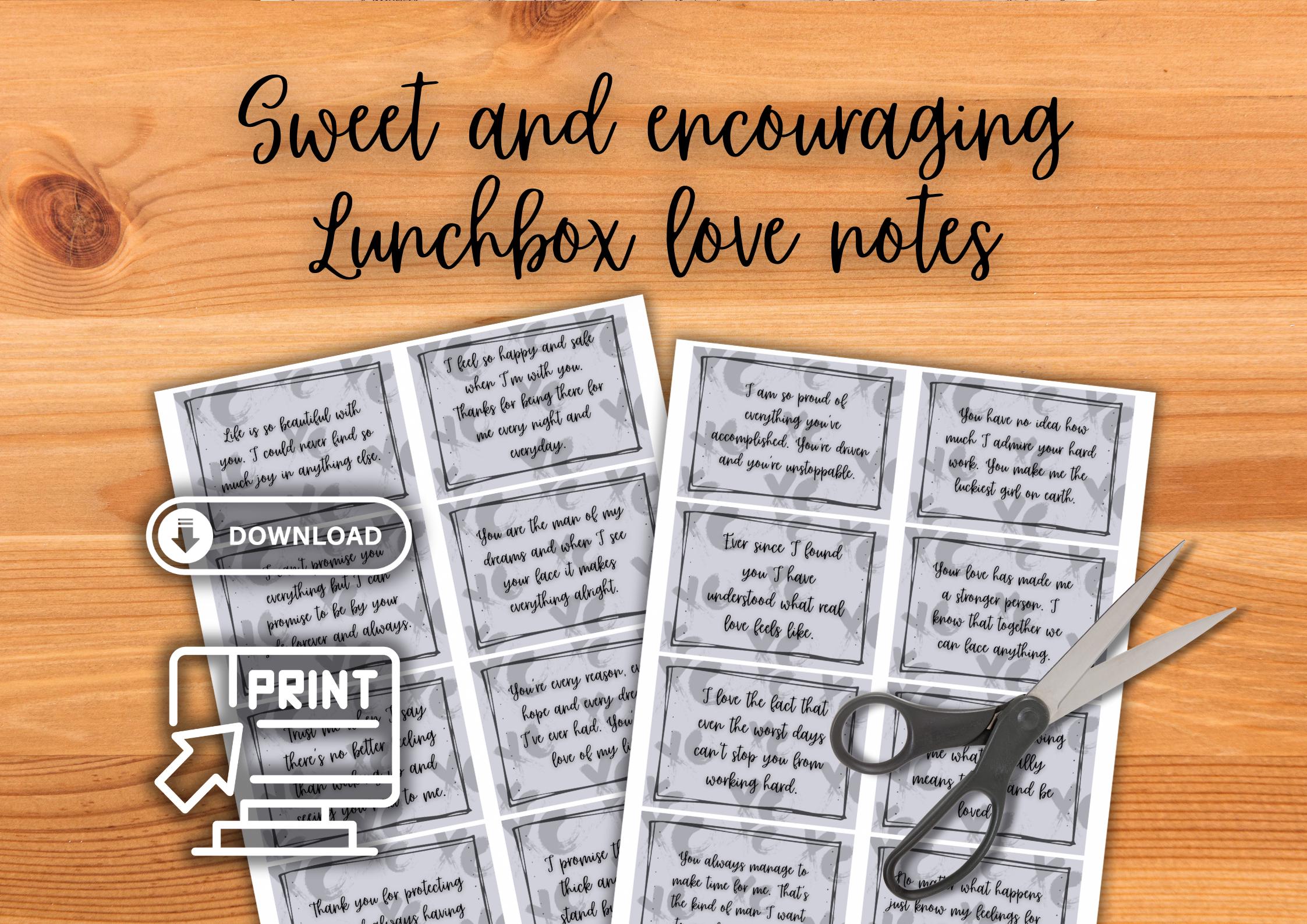 Lunch Box Notes for Husband Thank You Notes for Boyfriend Daily Love ...