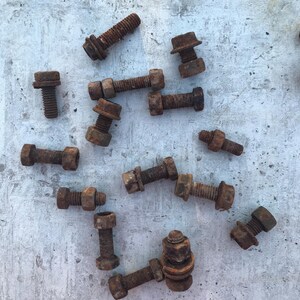 Rusted Metal Assemblage 34 Rusty Nuts and Bolts Rusty Washers Rusted ...