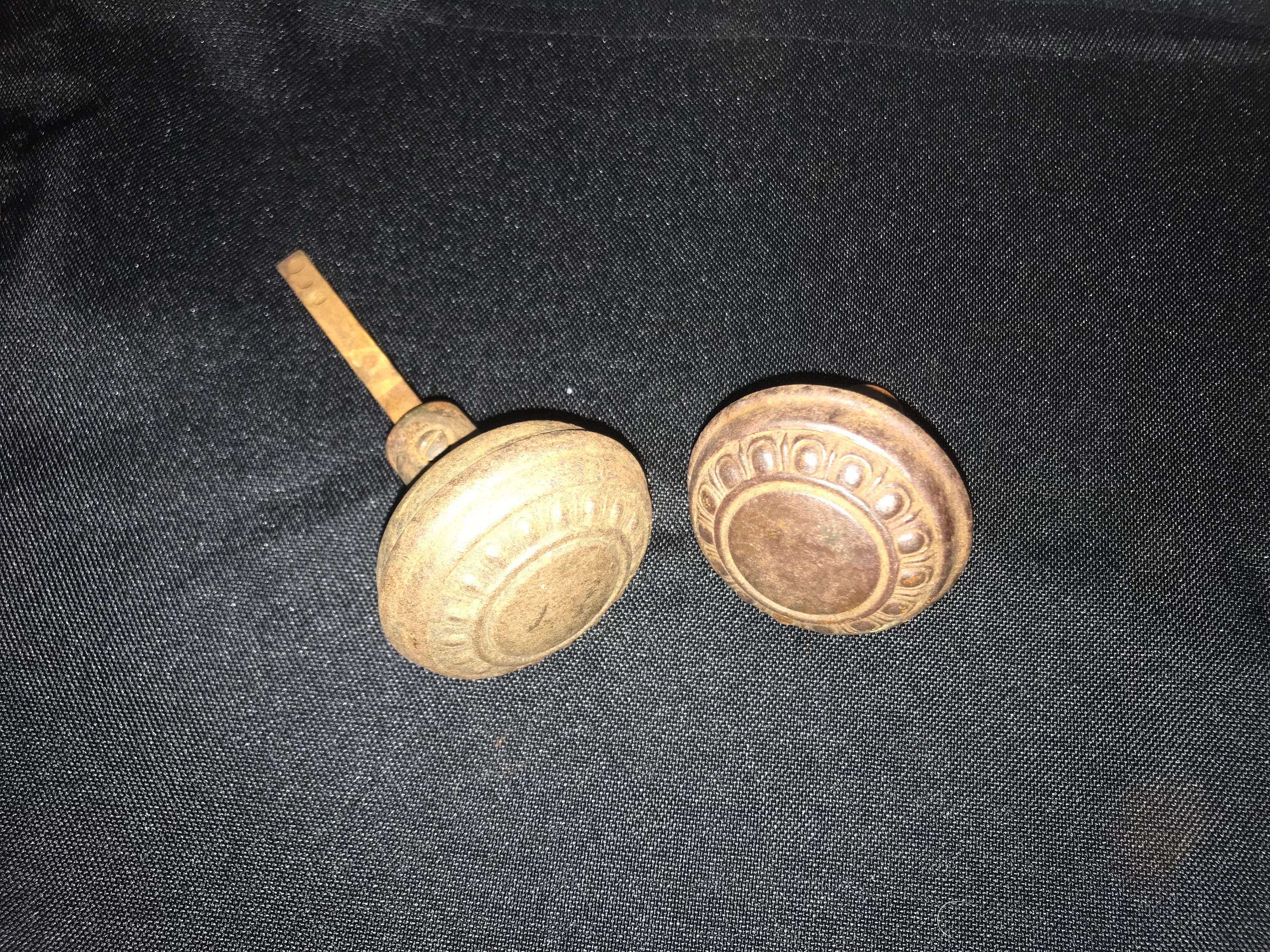 Antique Door Knob Set Old Cast Bronze Door Knob Circa 1890s Antique Furniture Hardware Antique ...
