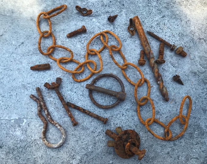 Vintage Unique Rusty Salvage Rusty Metal Mixed Media Supplies Rusty ...