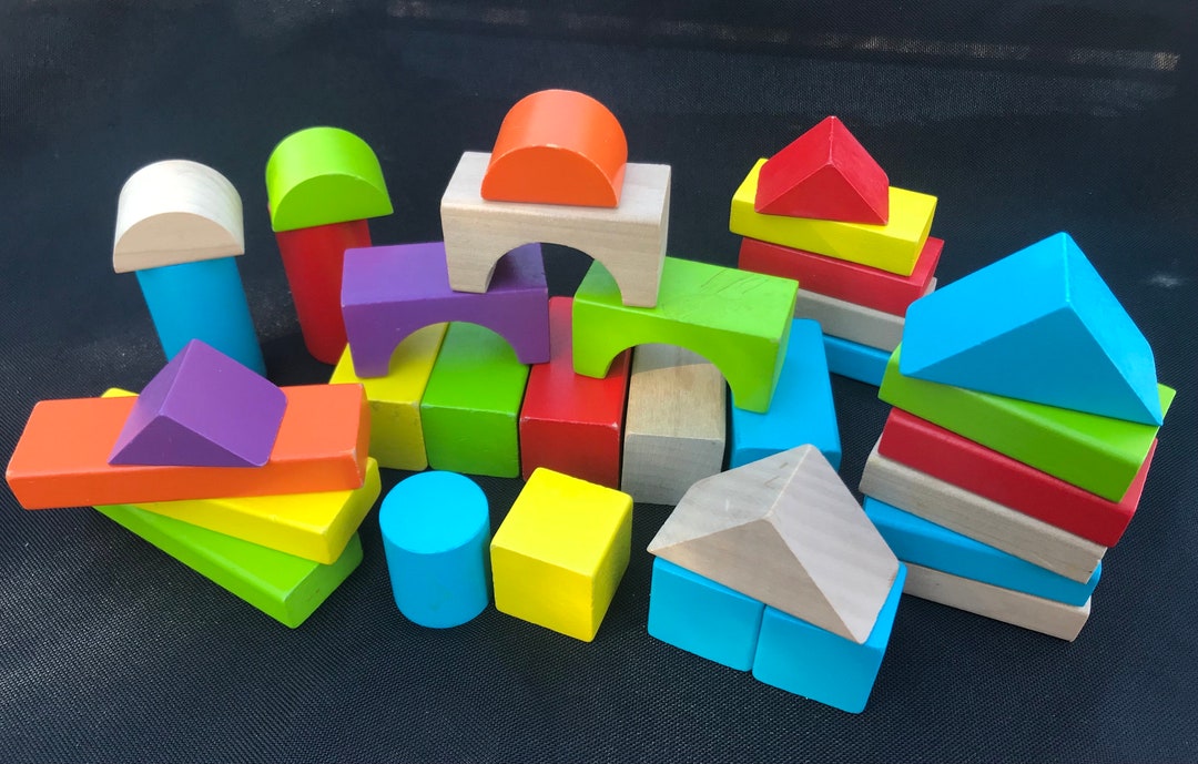 Playskool Wooden Building Blocks Childrens Colorful Stacking Blocks ...