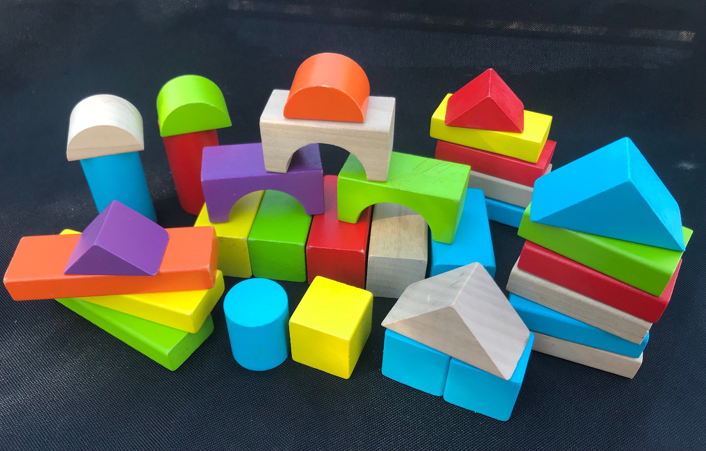 Playskool Wooden Building Blocks Childrens Colorful Stacking Blocks ...