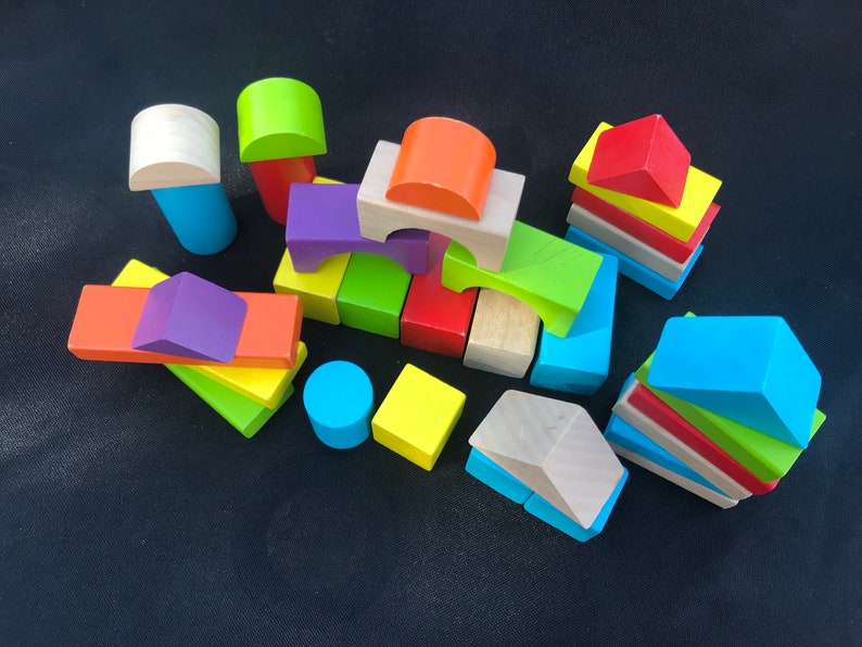 Playskool Wooden Building Blocks Childrens Colorful Stacking Blocks ...