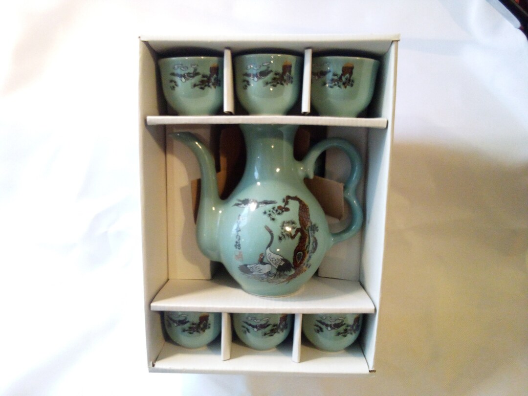 Japanese Tea Cup Set Vintage Tea Set Japanese Turquoise Tea Pot and Tea ...