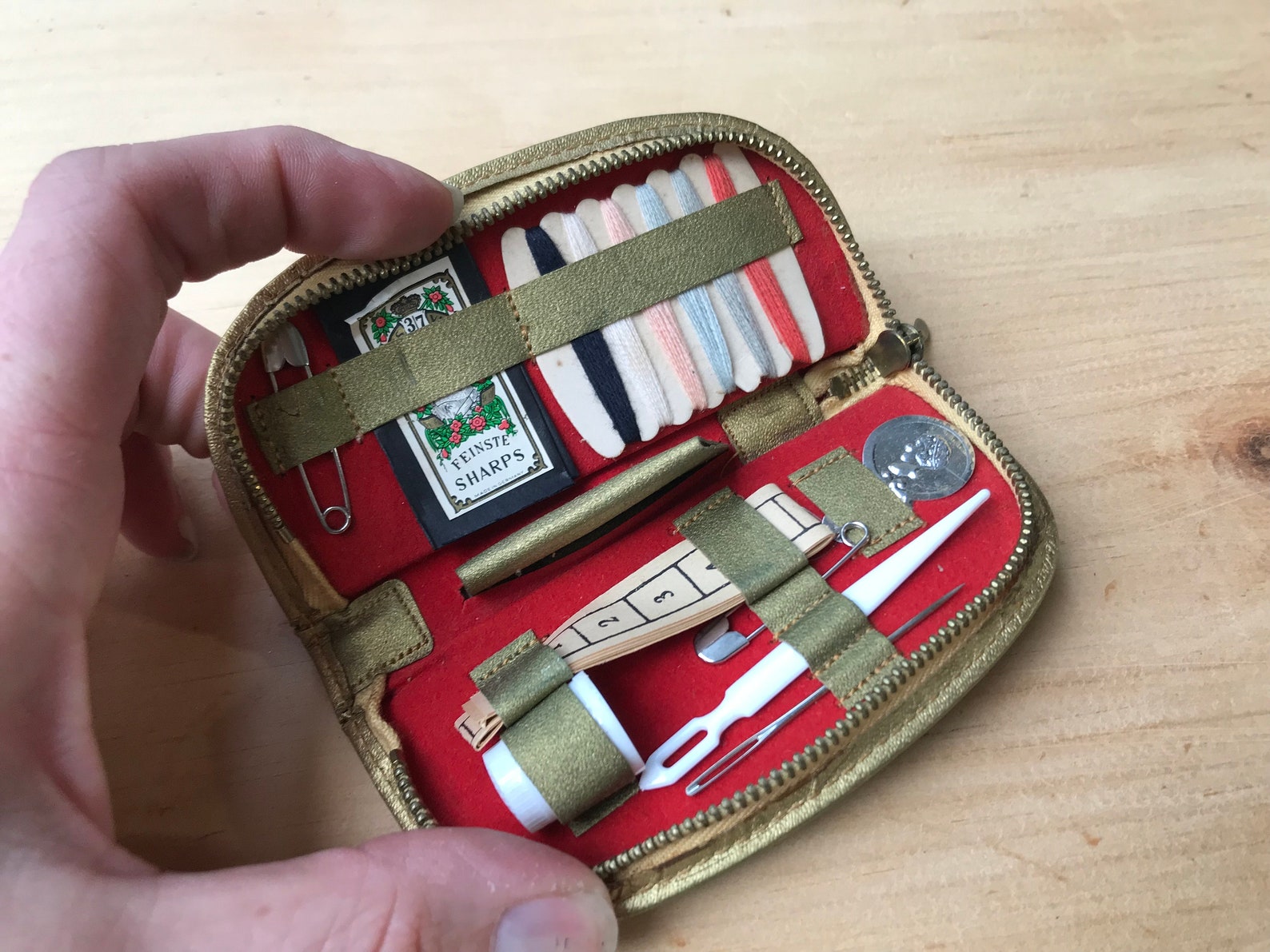 Vintage Pocket Sewing Kit Travel Size Sewing Kit With Zipping Case ...